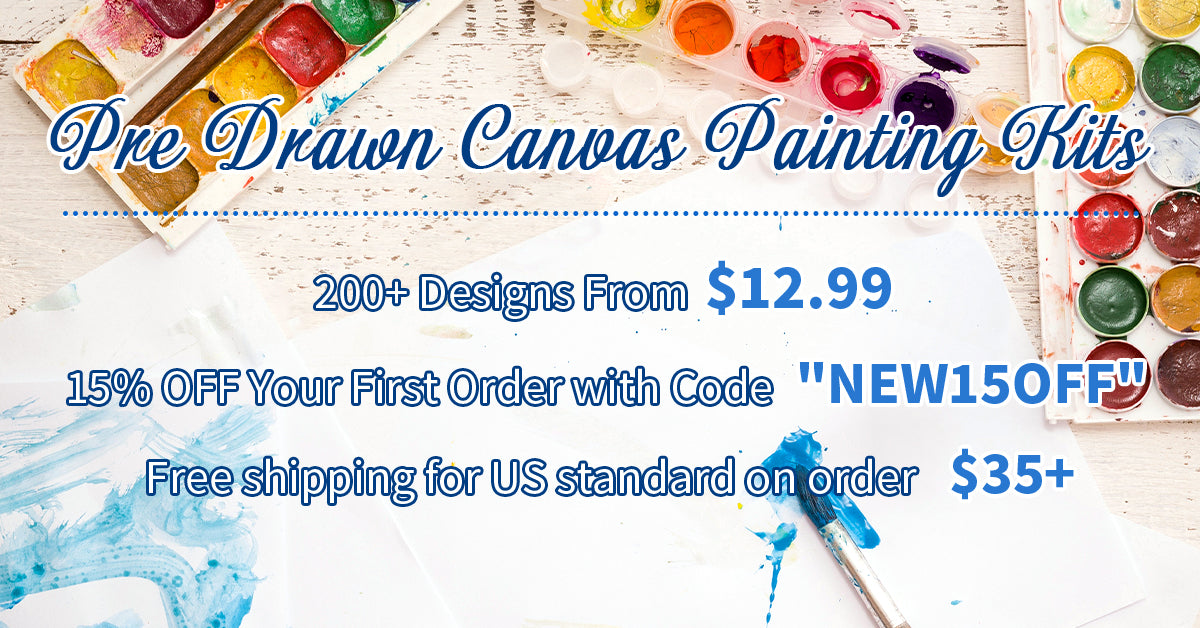 Pre Drawn Canvas Painting Kits 200+ Designs 15% OFF for New Customers